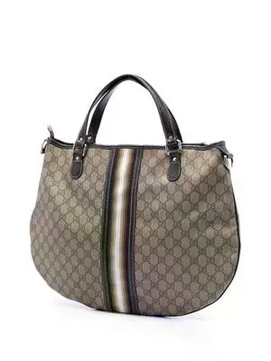 Gucci Gg Supreme Web Hobo Satchel - Neutrals