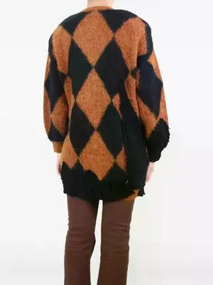 PREEN BY THORNTON BREGAZZI Patchwork Diamond-print Cardigan-coat