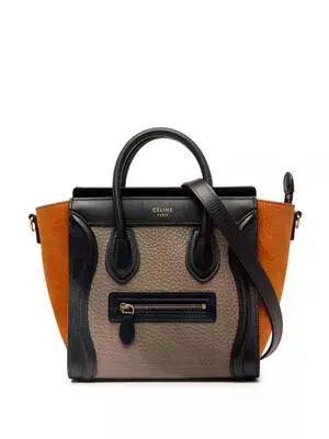 Celine Nano Luggage Tricolor Leather Tote Satchel - Brown