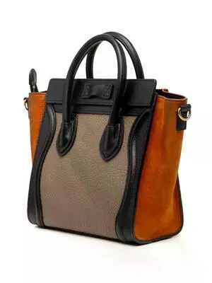 Celine Nano Luggage Tricolor Leather Tote Satchel - Brown