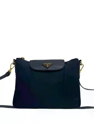 Prada Saffiano Trimmed Tessuto Crossbody Bag