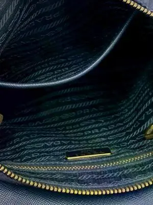 Prada Saffiano Trimmed Tessuto Crossbody Bag