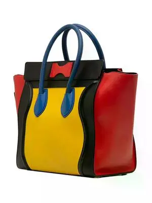 Celine Mini Tricolor Leather Luggage Tote Bag - Yellow