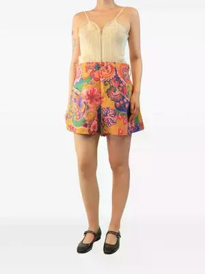 Zimmermann Floral Print Linen Mini Shorts