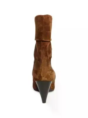 Saint Laurent Suede Ankle Boots With Logo Plaque