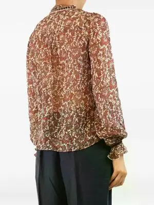 ME+EM Paisley Print Ruffled High Neck Blouse