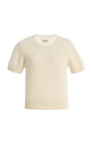 Tove Cashmere Short Sleeve Top - White