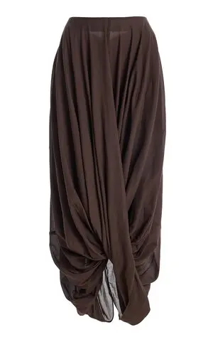 TOTEME Cocoon Ruffled Jersey Midi Skirt - Brown