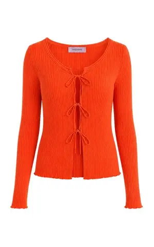 MARGHERITA MACCAPANI Tie-up Ribbed Cardigan - Orange