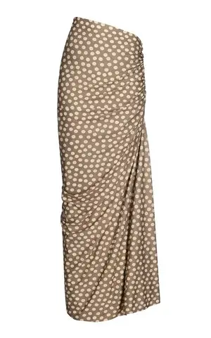 Alaïa Gathered Polka Dot Jersey Maxi Skirt - Neutral