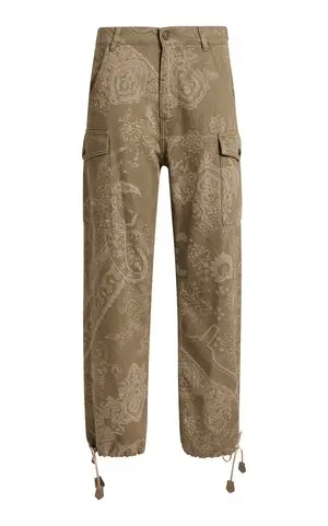 Etro Patterned Cotton-denim Straight-leg Pants - Neutral