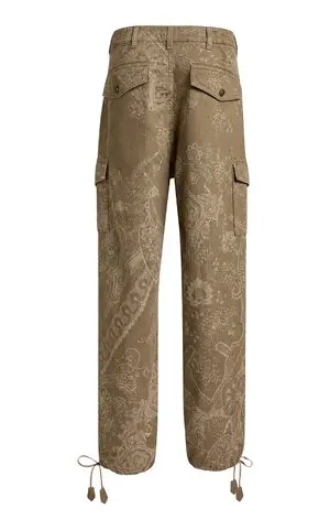 Etro Patterned Cotton-denim Straight-leg Pants