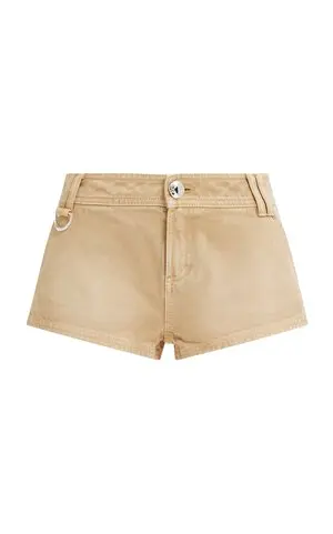 Aje Georgini Cotton Denim Shorts - Brown