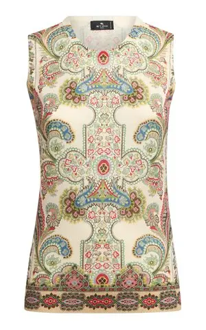 Etro Patterned Knit Silk-cashmere Top - Multi
