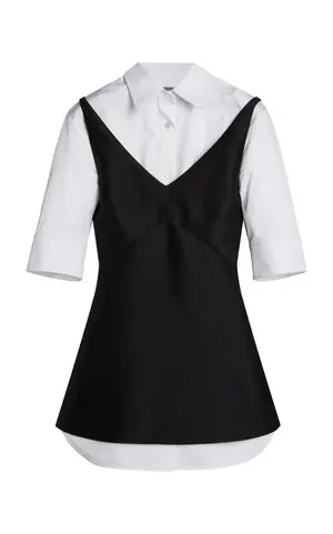 Balenciaga Layered Wool-silk Shirt Dress - Black