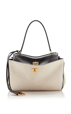 Balenciaga Rodeo Small Canvas And Leather Top Handle Bag