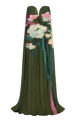 LEO LIN Dahlia Gown Reverie Print - Olive