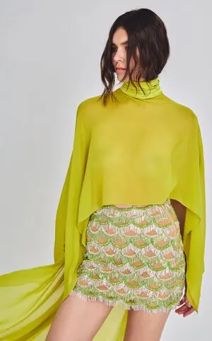 ANDRÉS PAJÓN Vira Embroidered Tulle Mini Skirt