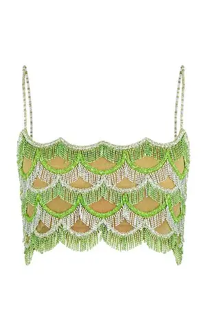 ANDRÉS PAJÓN Aura Embroidered Tulle Crop Top - Multi