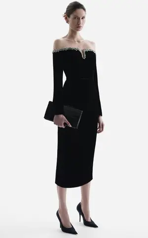 Rachel Gilbert Lyon Off-the-shoulder Midi Dress
