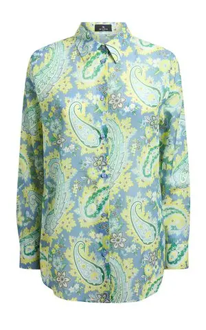 Etro Printed Cotton Button-dow Shirt - Blue