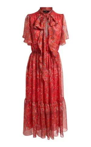 Etro Patterned Silk Midi Dress - Red
