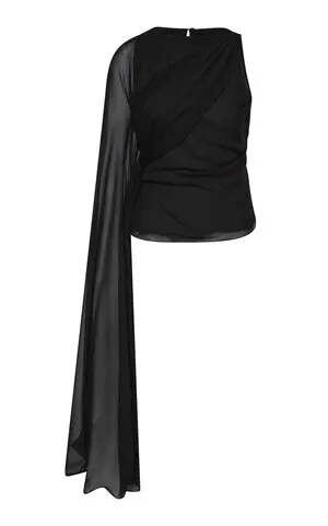 Rachel Gilbert Bailey Silk-blend Draped Cape Top - Black
