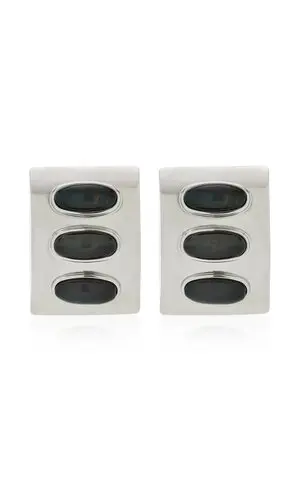 Brandon Maxwell The Trove Large Stud Earring W/ Round Cabochons - Black
