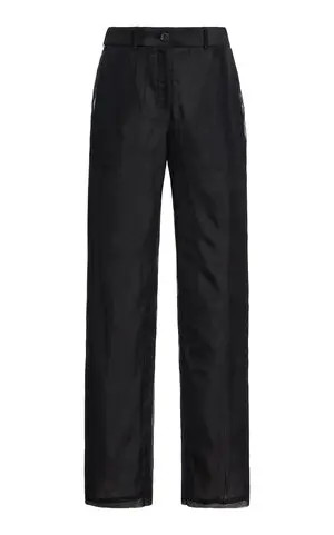 Brandon Maxwell Holland Sheer Cropped Silk Pants - Black