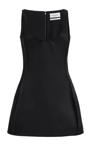 Brandon Maxwell Robbie Scoop-neck Wool-silk Mini Dress - Black