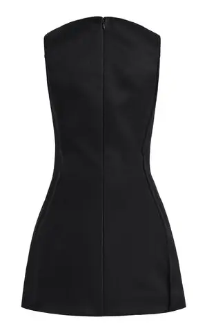Brandon Maxwell Robbie Scoop-neck Wool-silk Mini Dress - Black