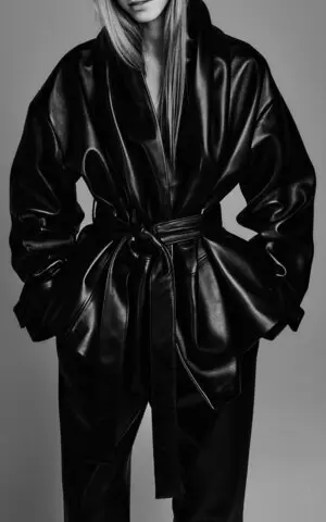 Brandon Maxwell Bennet Lamb Leather Cropped Trench Coat