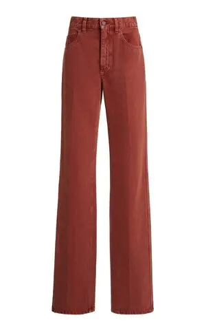 Chloé Rigid Garment-dyed High-rise Straight-leg Jeans - Brown