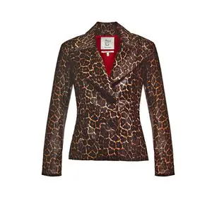 MAISON SEL Leopard Print Pony Hair Blazer Jacket With Lining