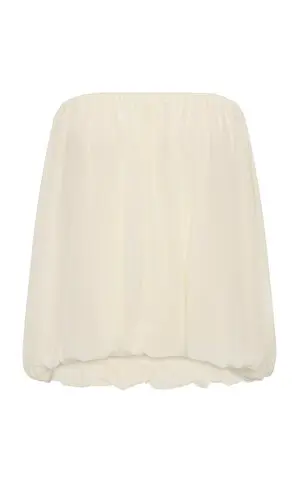 ST. AGNI Strapless Balloon Silk Top - Grey