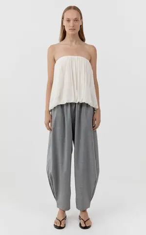 ST. AGNI Strapless Balloon Silk Top