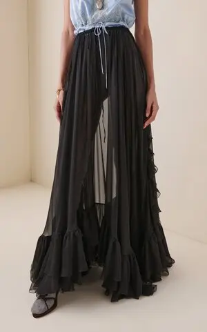 Chloé Ruffled Organic Silk Mousseline Maxi Skirt