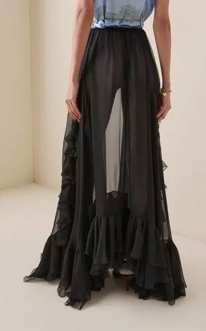 Chloé Ruffled Organic Silk Mousseline Maxi Skirt