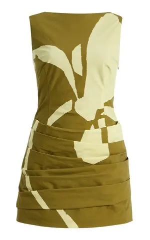 Significant Other Phoebe Pleated Mini Dress With Abstract Print - Green