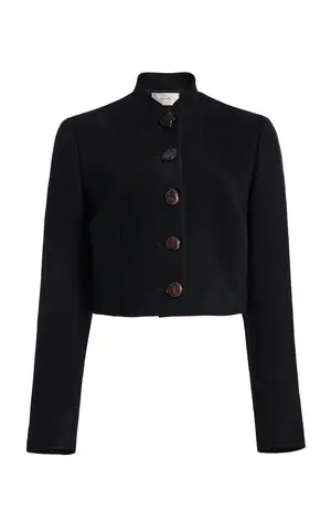 THE ROW Bellamy Cropped Wool Jacket With Wooden Buttons - Black