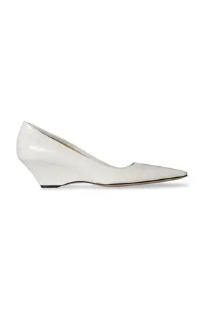 THE ROW Liisa Leather Wedge Pumps - White