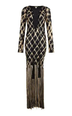 PALMA CANARIA Gretta Handwoven Macramé Maxi Dress - Black