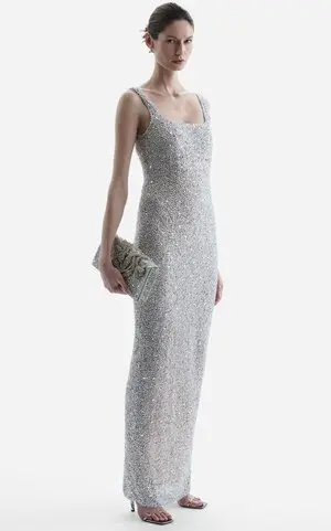 Rachel Gilbert Nala Crystal-embellished Cape Gown