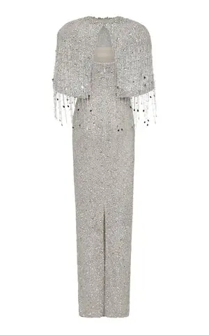 Rachel Gilbert Nala Crystal-embellished Cape Gown