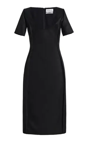 Brandon Maxwell Willis Scoop-neck Wool-silk Midi Dress