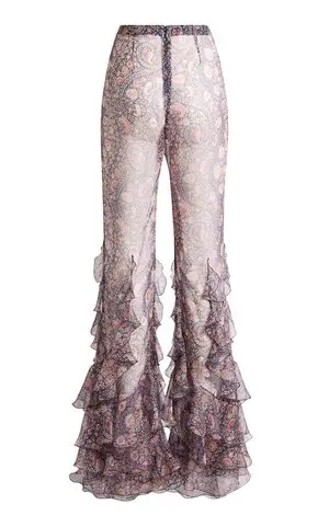 Etro Patterned Silk Flared Pants