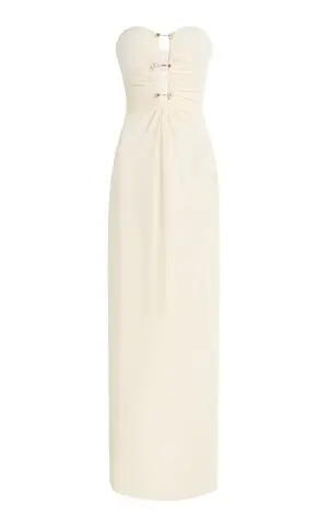 MORE NOIR Alina Ruched Jersey Maxi Dress With Cutout Detail - Ivory