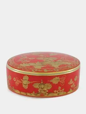GINORI 1735 Oriente Italiano Rubrum Trinket Box With Gold Detailing Red