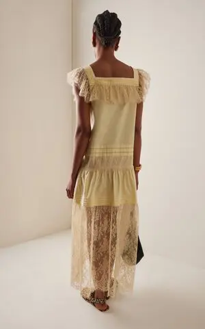 Sea Hilda Pleated Lace Midi Dress