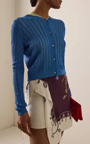 Versace Knitted Mesh Ribbed Sweater